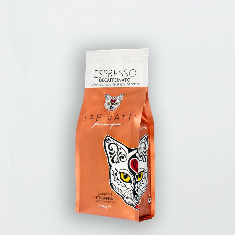 Tre Gatti Espresso Decaf Ground, 250g – Oilladi